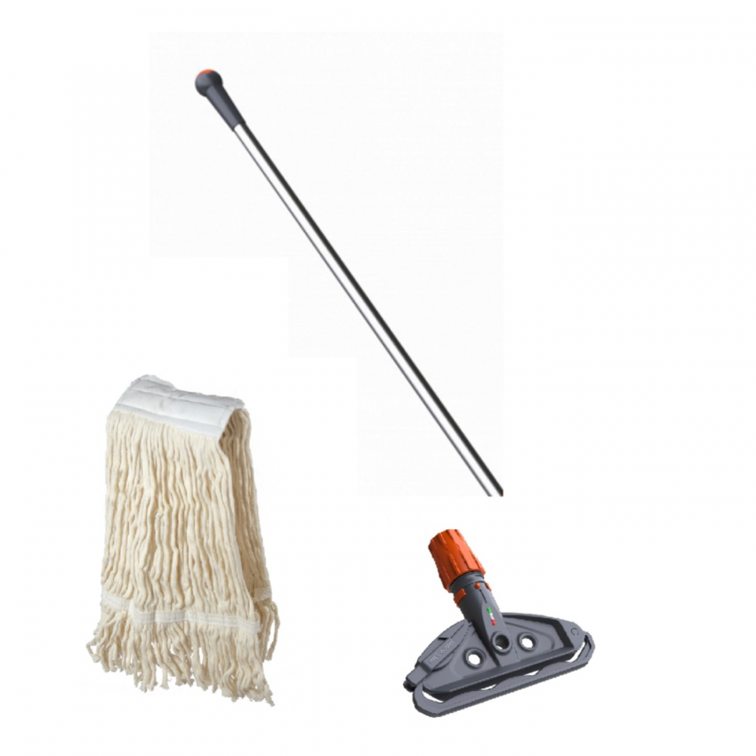Twt cotton mop 400grm complete set with aluminum handle and clip